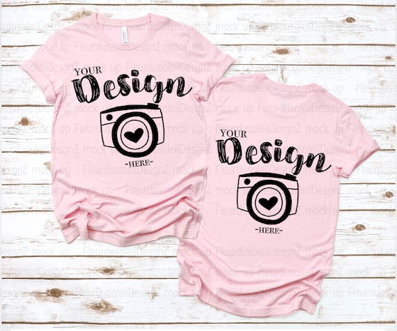 Front and Back Bella Canvas 3001 Pink Flat Lay Mockup Bella - Etsy