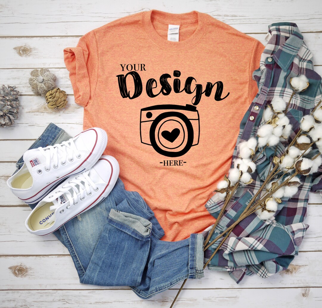 Gildan 5000 Sunset Unisex Tshirt Mockup,flat Lay Shirt Mock Up,modern ...