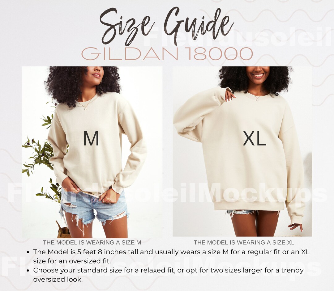 G18000 Size Guide Unisex Sand Size Chart Gildan 18000 Sand Sweater Size ...