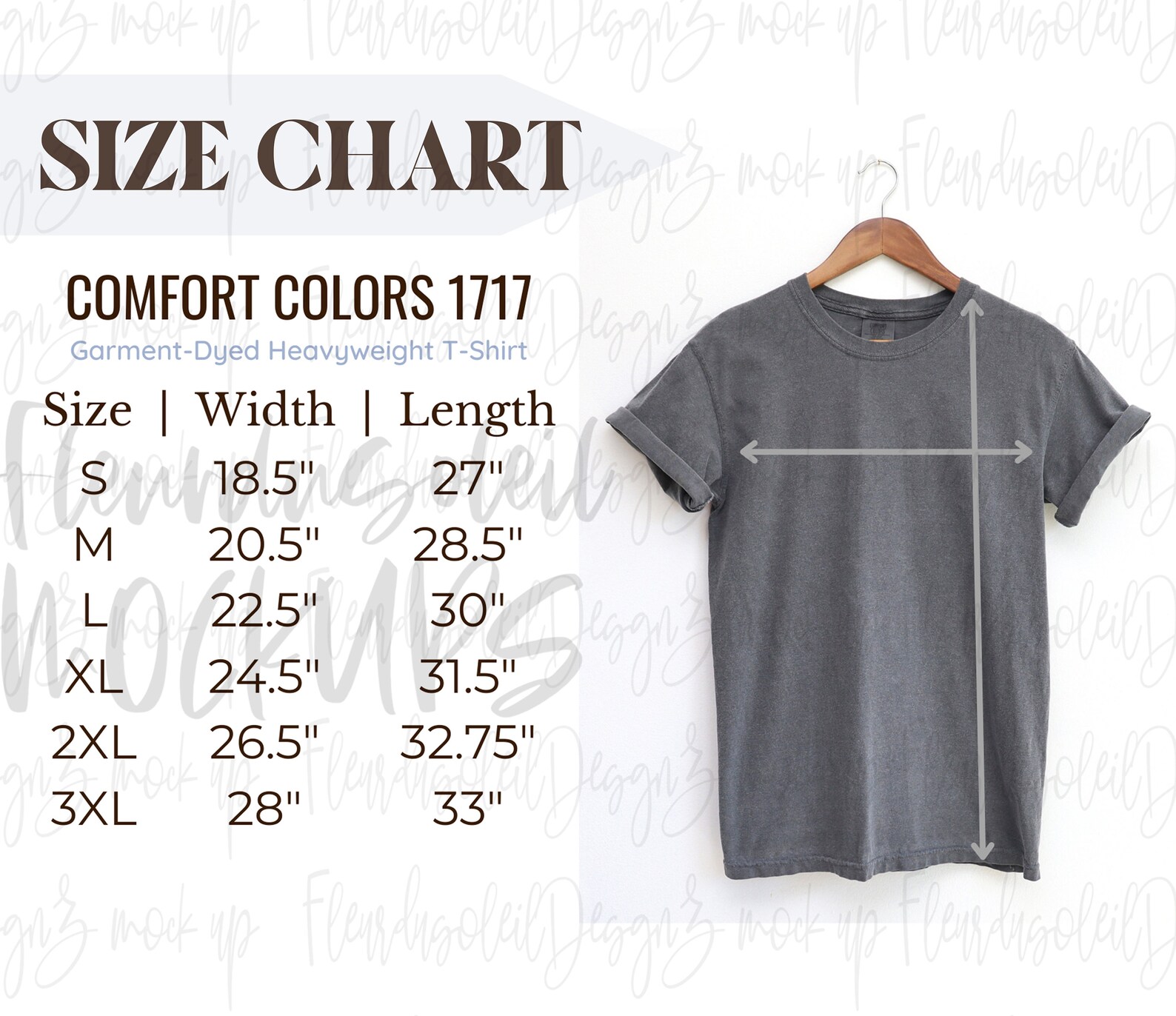 Comfort Colors 1717 Size Chart for Comfort Colors 1717 - Etsy