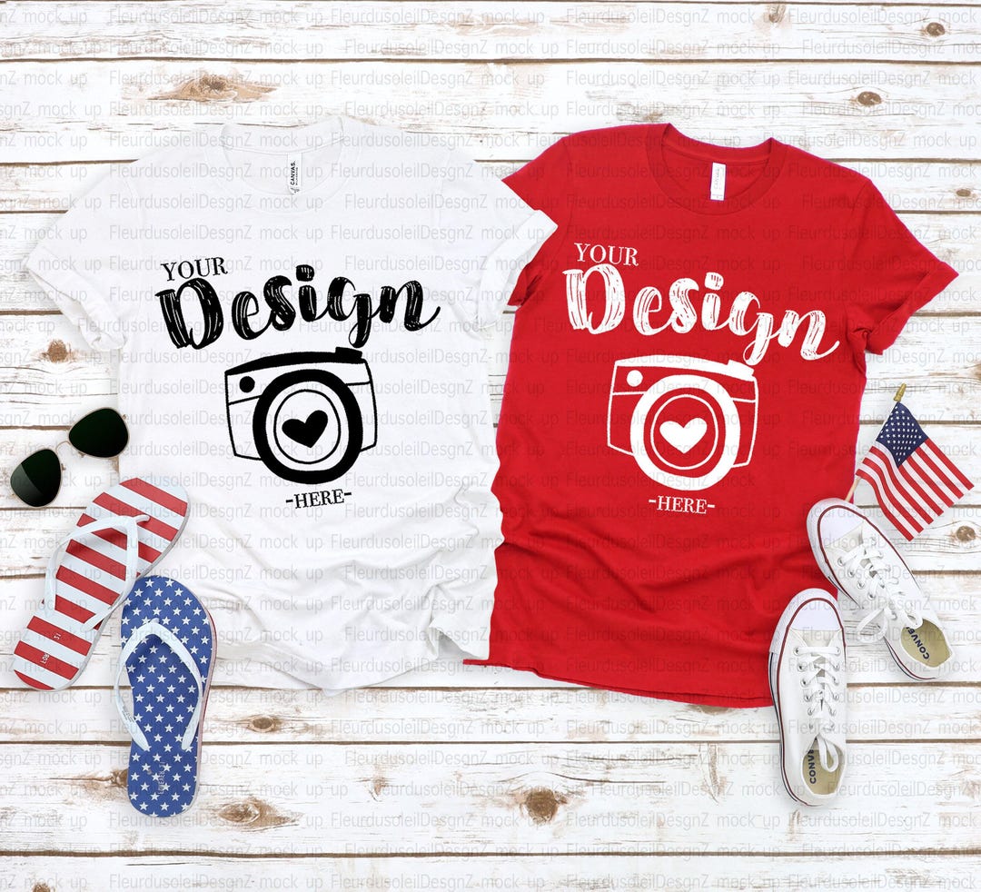 Patriotic Mockup4th of July Mockup | Bella Canvas 3001 Red & White Mock ...