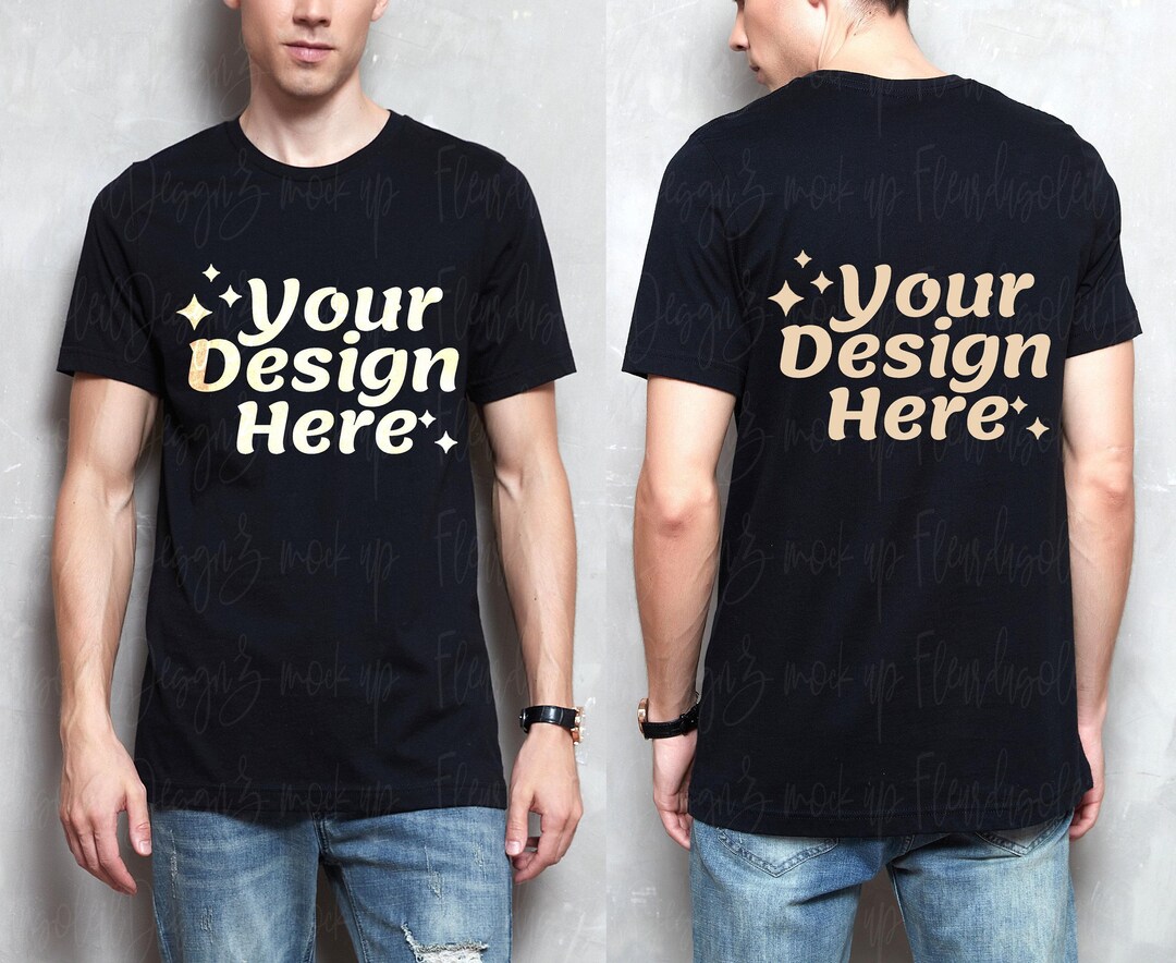 Front & Back Bella and Canvas 3001 Black Shirt Mock up | Bella Canvas T ...