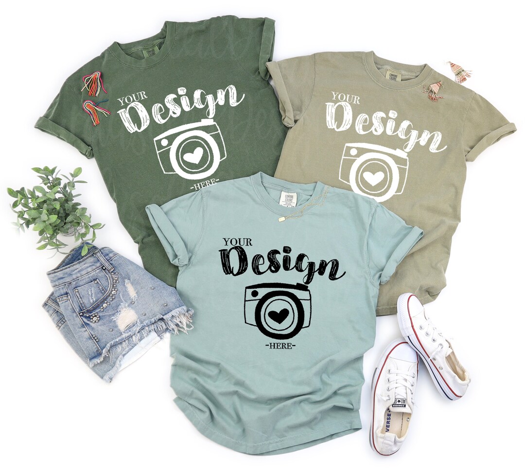 Comfort Colors 1717 T-shirt Mockup Comfort Colors Trio Shirt Mock up ...