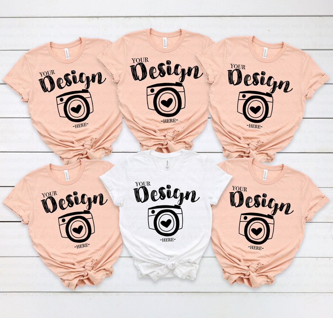 Spring Mock up Photo Family Blank White/heather Peach T-shirt Bella ...