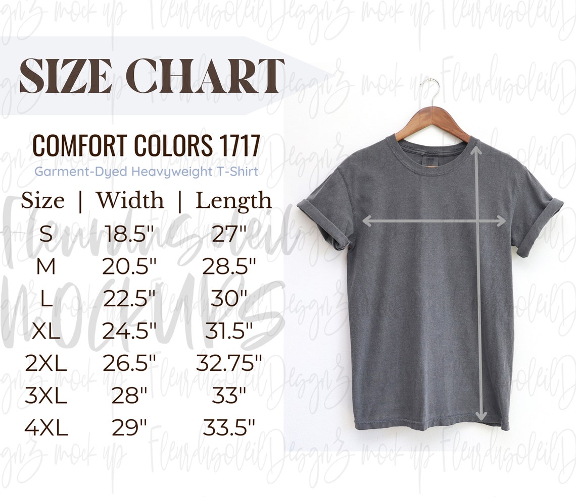 Comfort Colors 1717 Size Chart for Comfort Colors 1717 - Etsy