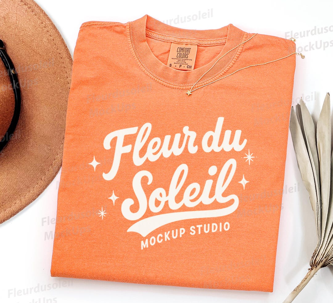 Comfort Colors 1717 Melon Shirt Mockup | CC1717 T-shirt Flat Lay ...