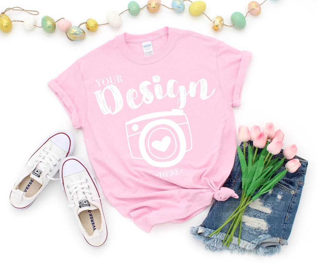 Easter Mockup Gildan 5000 Tshirt Mockup Pink T-shirt Mock up T-shirt ...