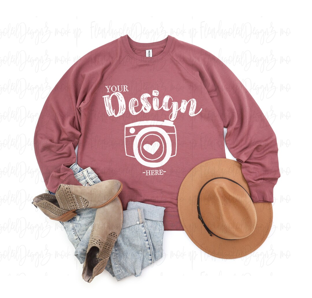 Independent Trading SS1000C Maroon Mockup Fall Sweatshirt Mockup Autumn ...
