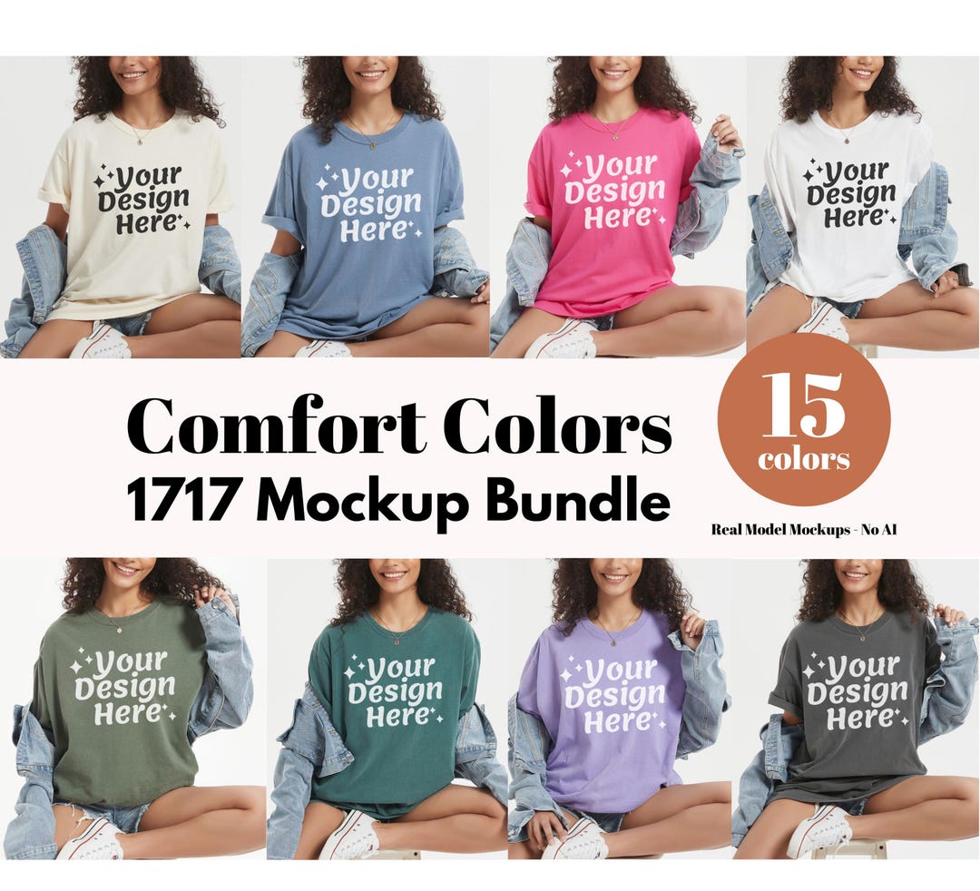 Comfort Colors 1717 Mockup Bundle Comfort Colors C1717 Tshirt Mockup ...