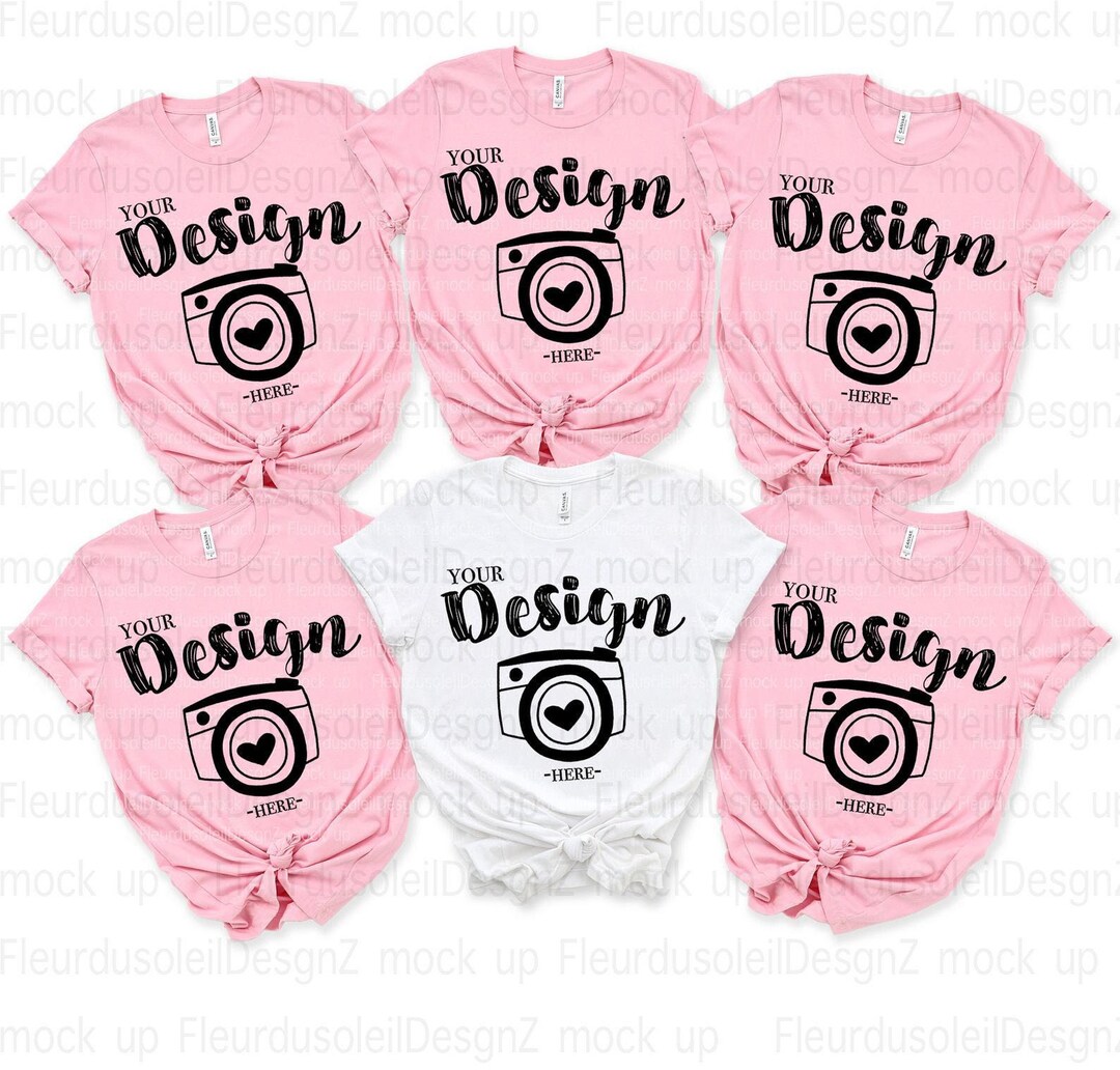 Spring Mock up Photo Family Blank White/pink T-shirt Bella Canvas 3001 ...