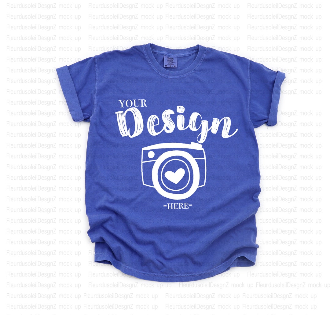 Comfort Colors 1717 Neon Blue Adult Heavyweight RS T-shirt Mockup ...