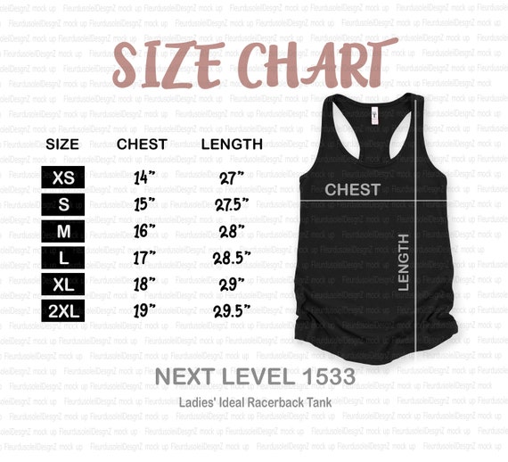 Next Level Size Chart Next Level 1533 Size Chart NEXT - Etsy