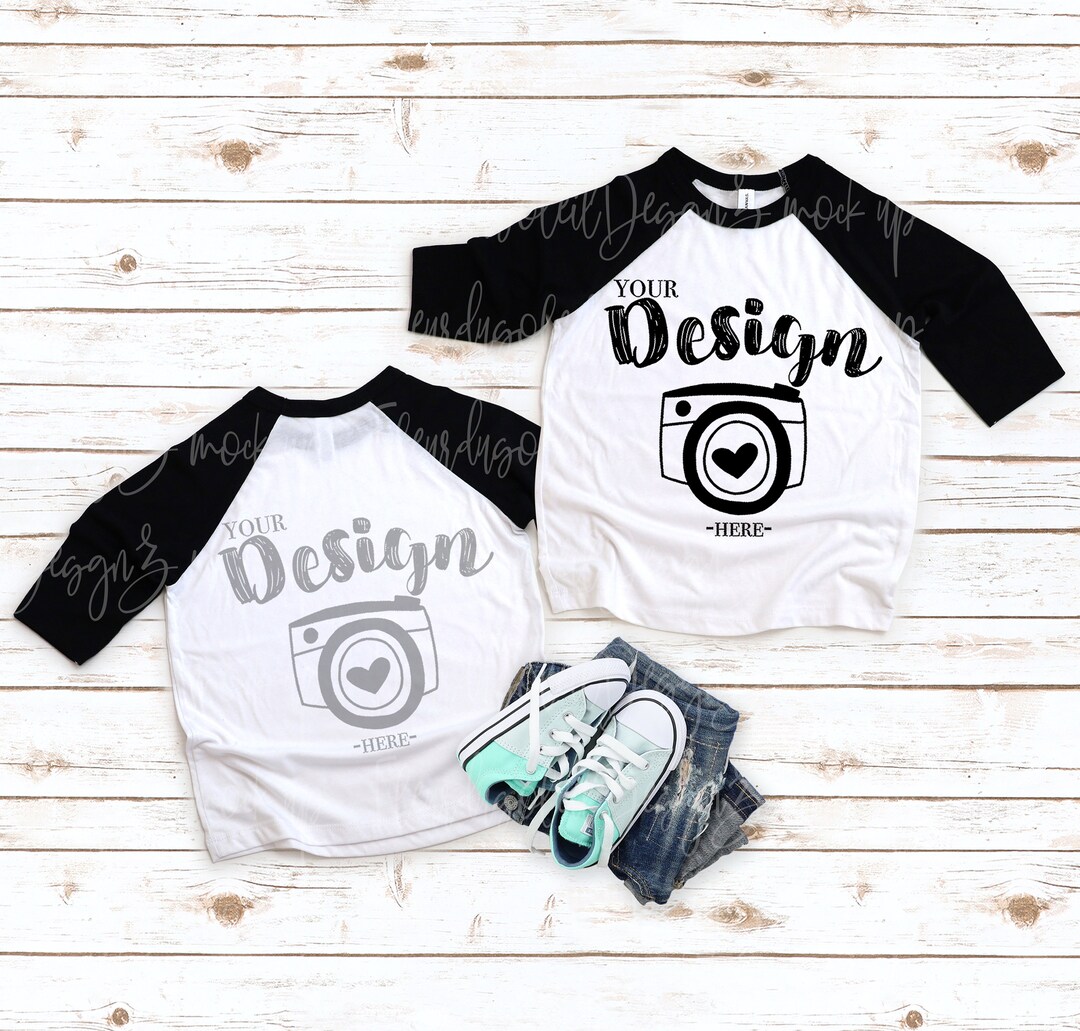 Front & Back Kids Bella Canvas 3200T Black T-shirt Jersey Unisex T ...