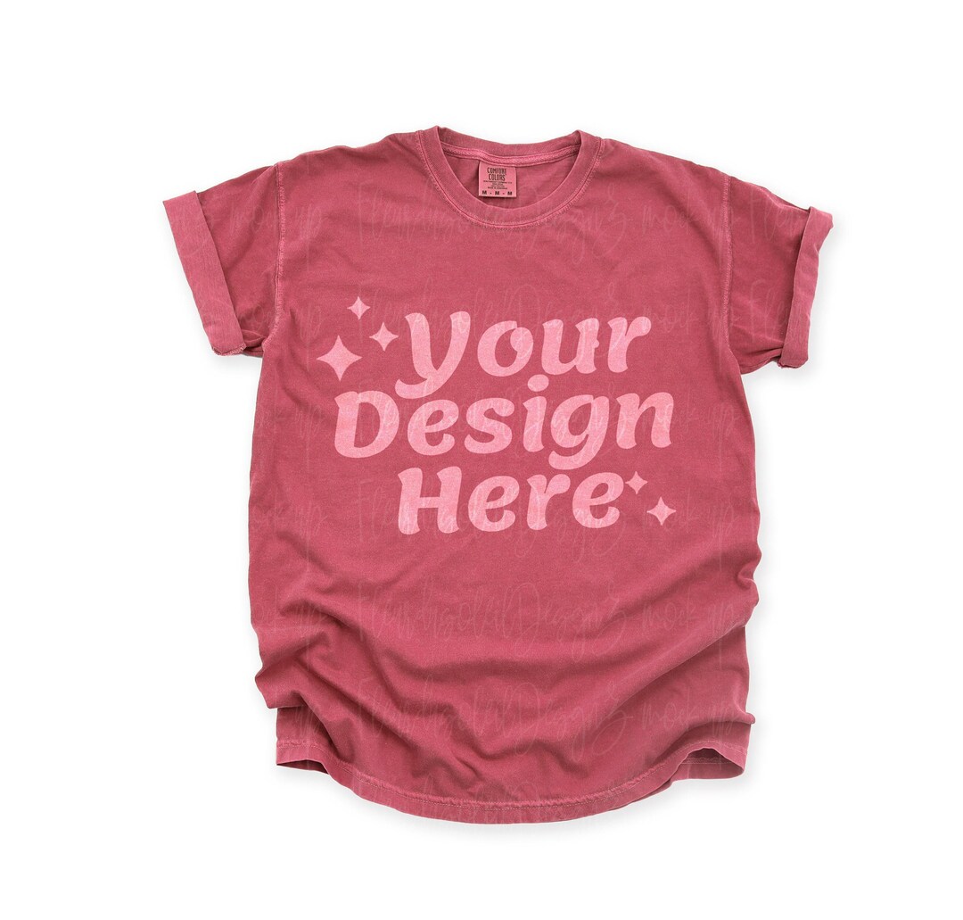 Comfort Colors 1717 Crimson Shirt Mockup | Red T-shirt Flat Lay ...