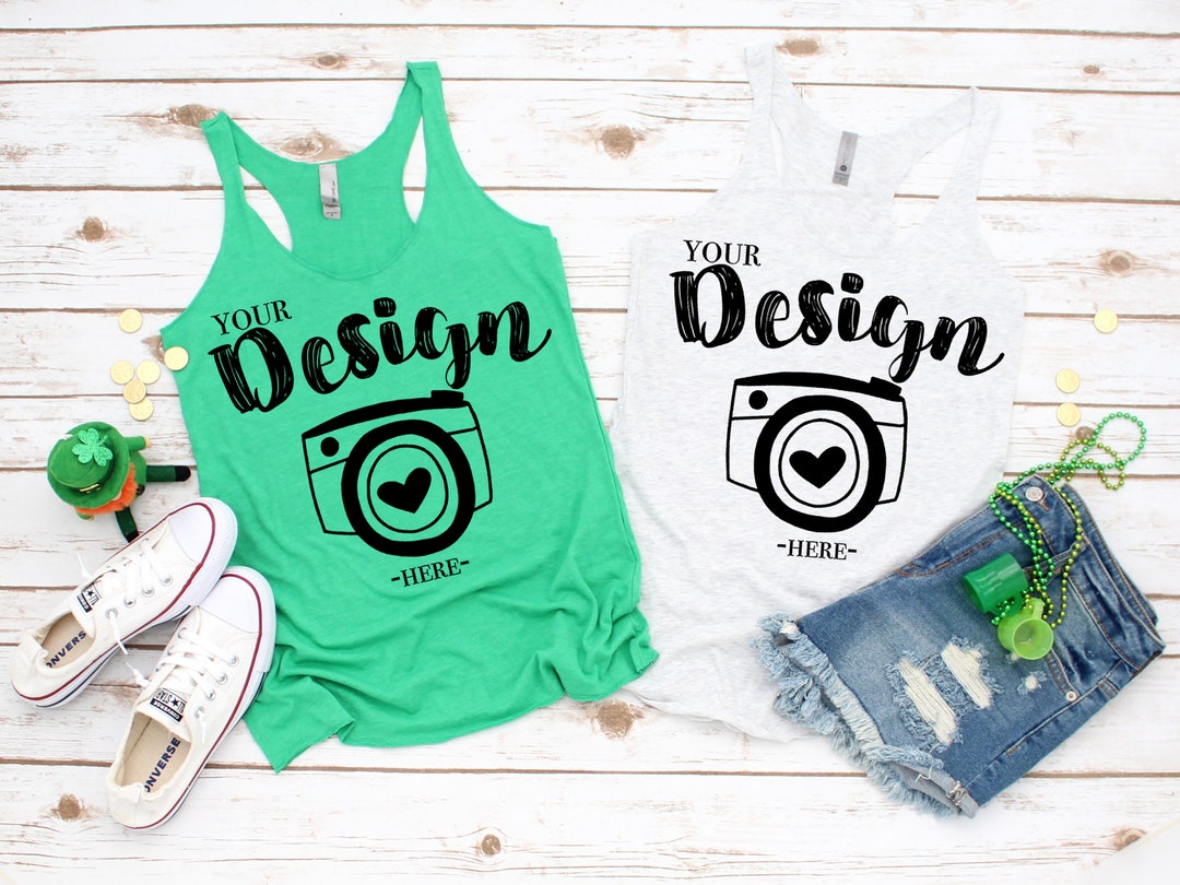 St. Patrick's Day Mockup Flat Lay Next Level 6733 Envy-heather White ...
