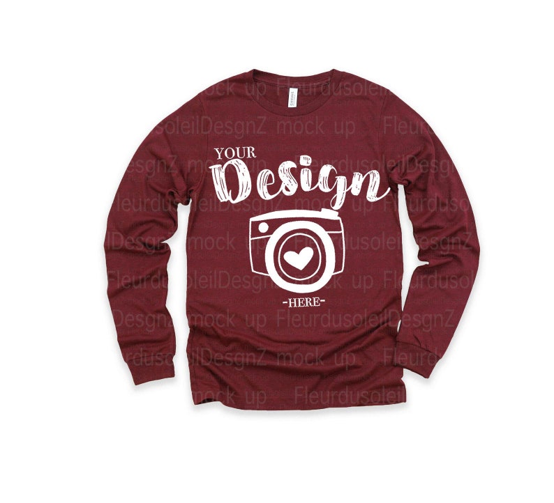 Bella Canvas 3501 Heather Cardinal Unisex T-shirt Mock up Long - Etsy