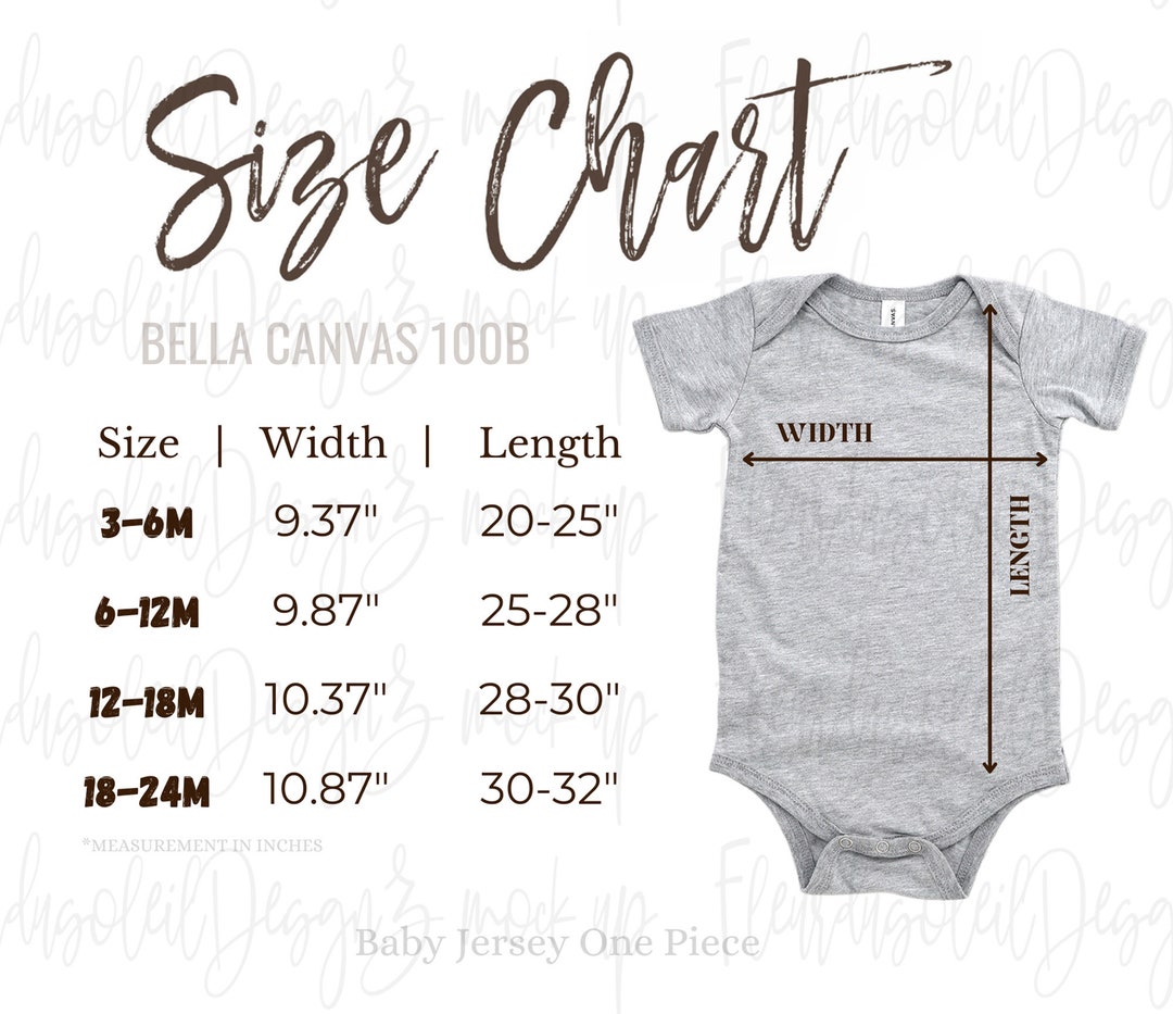 100B SIZE CHART Bella Canvas 100B Size Chart Size Chart Bella Canvas ...