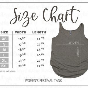 Next Level 5033 Size Chart | Next Level Women's Festival Tank Size ...