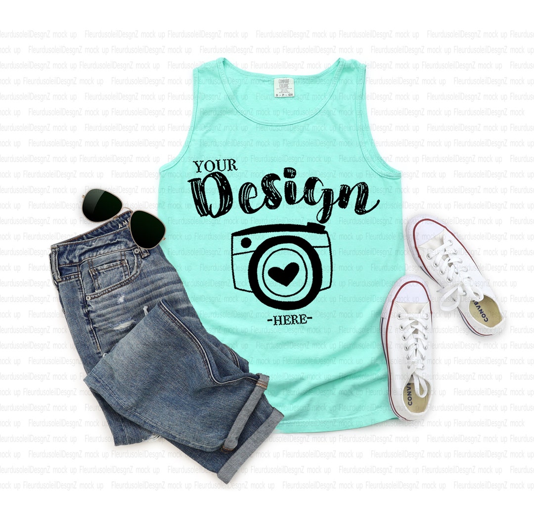 Comfort Colors 9360 Island Reef Adult Heavyweight RS Tank Flat Lay Tank ...