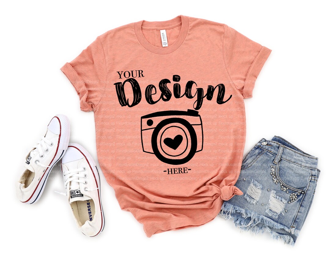 Bella Canvas 3001 Heather Prism Sunset | Bella Canvas Mockup | Tshirt ...