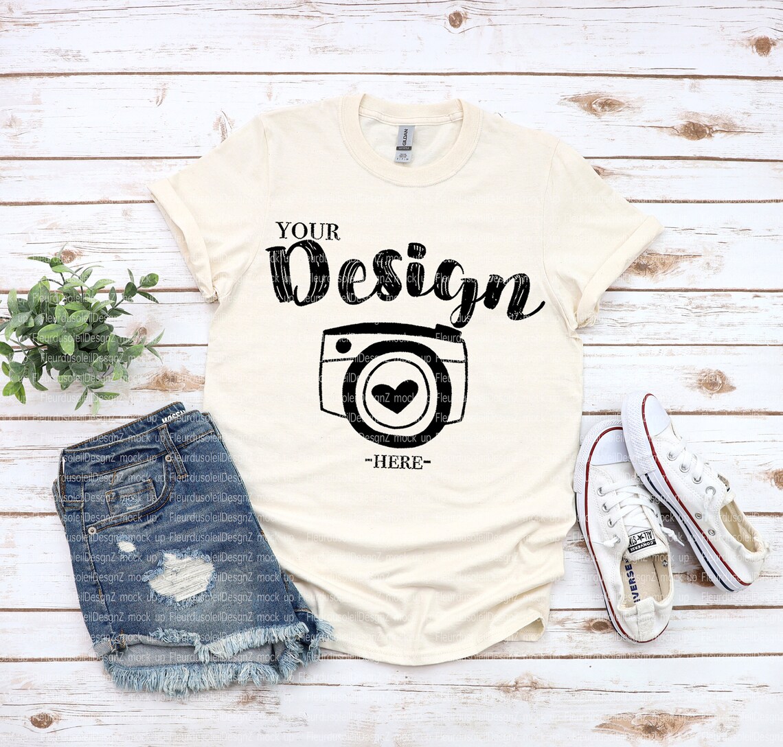 Gildan 64000 Natural Unisex Tshirt Mockup Gildan Softstyle - Etsy