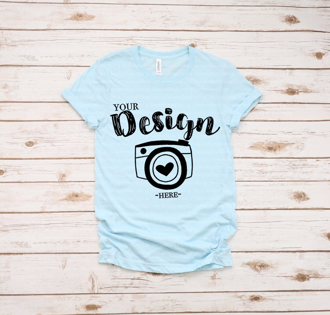 Bella Canvas 3001 Heather Ice Blue Mockup Summer Tshirt Mockup Bella ...