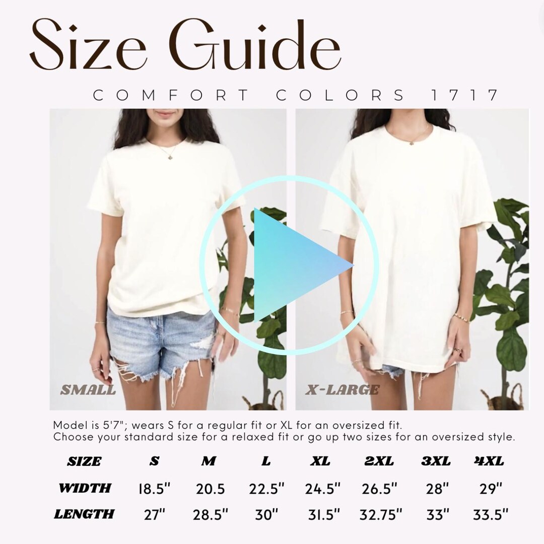 VIDEO Comfort Colors 1717 Size Guide, Trendy Oversized Size Chart, T ...