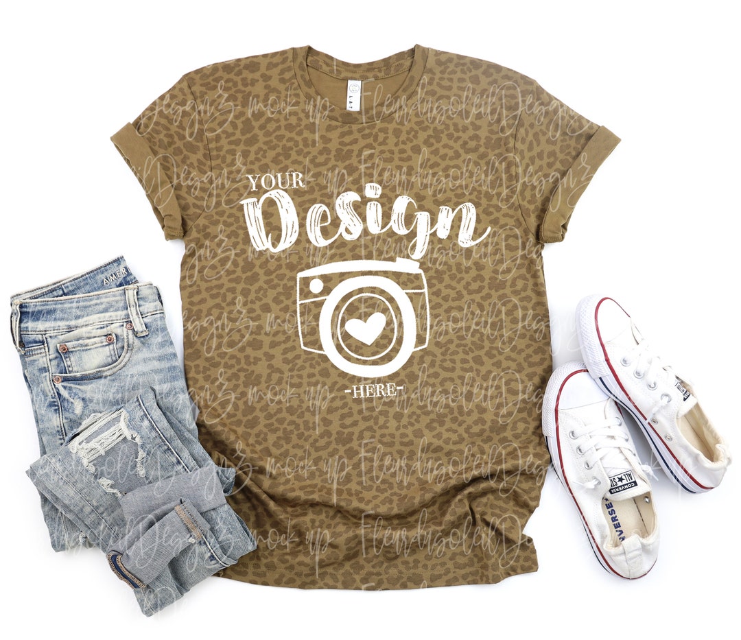 LAT 6901 Brown Leopard Unisex T-shirt Mock up LAT Mock up Tshirt Mockup ...