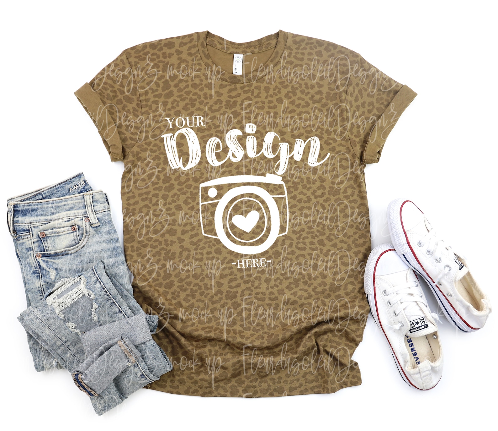 LAT 6901 Brown Leopard Unisex T-shirt Mock up LAT Mock up - Etsy