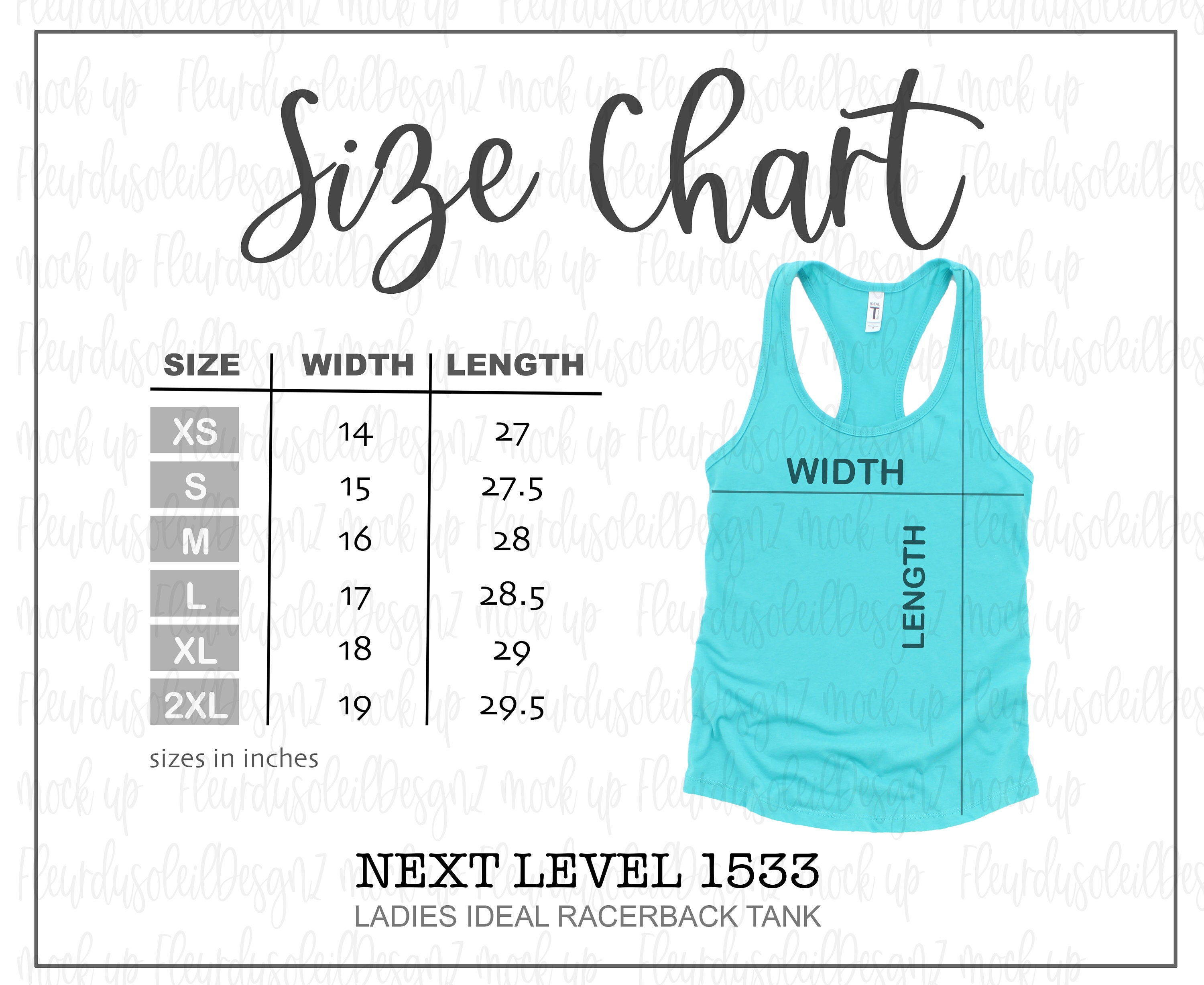 Next Level Size Chart | Next Level 1533 Size Chart | NEXT LEVEL Mockup ...