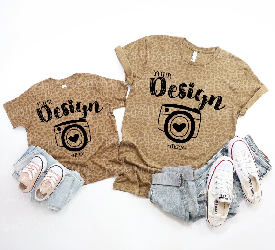 Mommy and Me Mock up Brown Leopard Mockup Toddler Flat Lay - Etsy