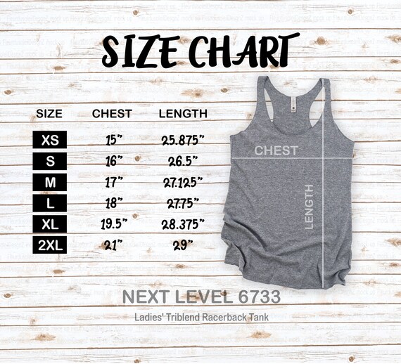 Next Level Size Chart Next Level 6733 Size Chart NEXT - Etsy