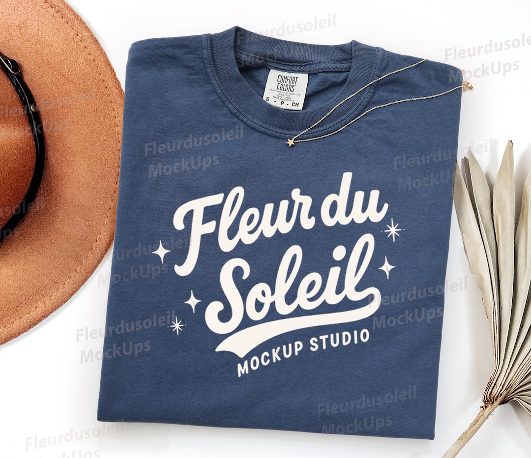 Comfort Colors 1717 Mockup Midnight | CC1717 Folded Shirt Flat Lay ...