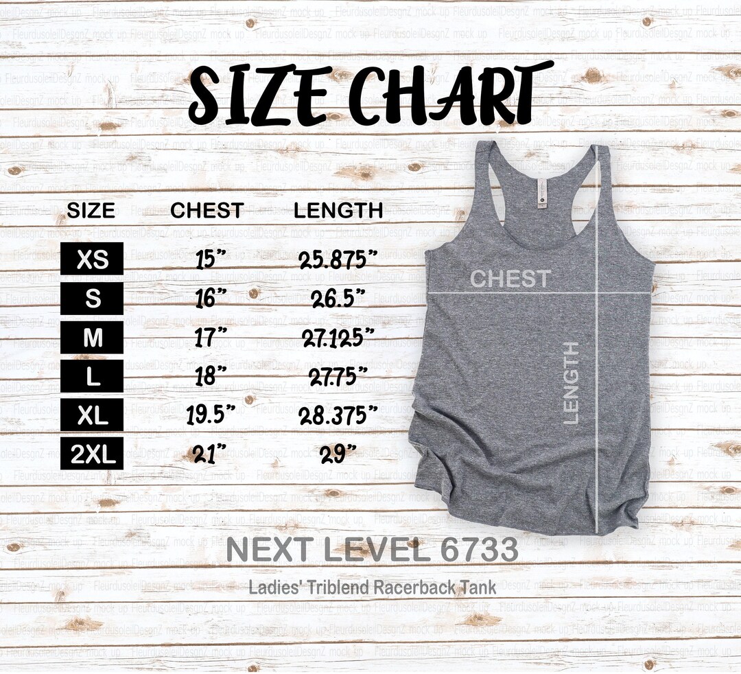Next Level Size Chart | Next Level 6733 Size Chart | NEXT LEVEL Mockup ...
