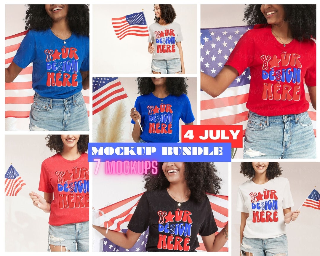 Patriotic Mockup 4th of July Mockup Bundle 3001 T Shirt Mock Ups Black ...
