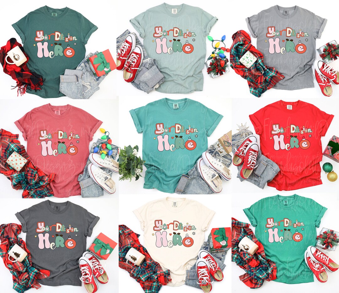9 X Christmas Mockup Bundle Holiday Winter Bundle T-shirt Sweatshirt ...