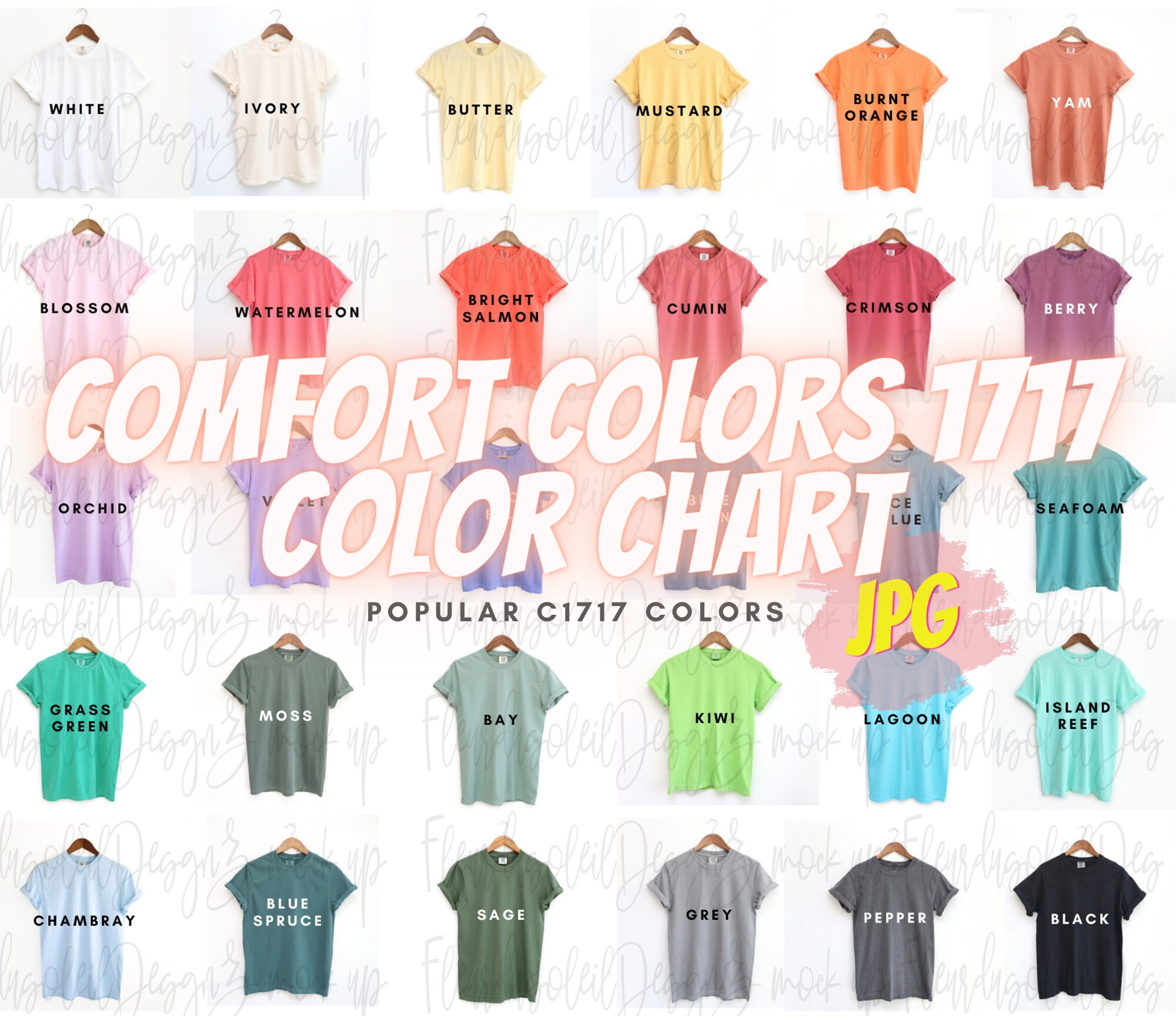 Comfort Colors 1717 Color Chart Mockup Comfort Colors 1717 - Etsy Australia