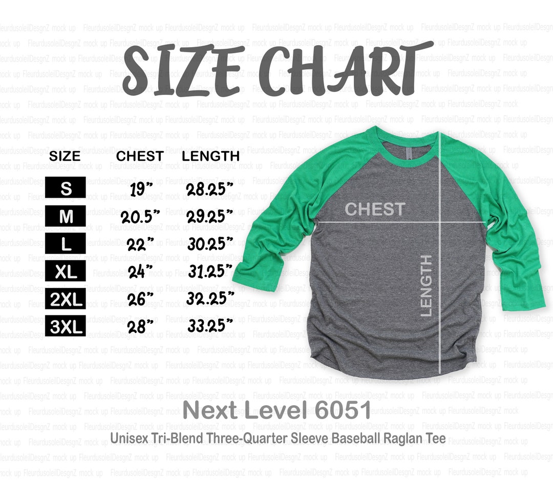 Next Level Size Chart | Next Level 6051 Size Chart | NEXT LEVEL Mockup ...