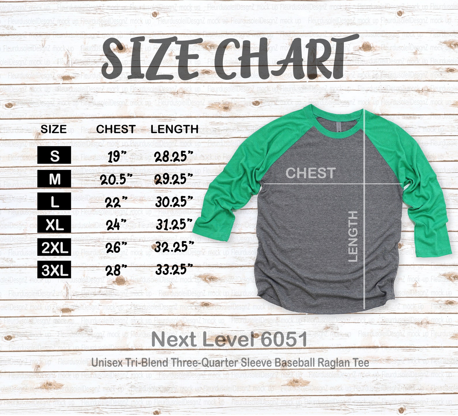 Next Level Size Chart | Next Level 6051 Size Chart | NEXT LEVEL Mockup ...