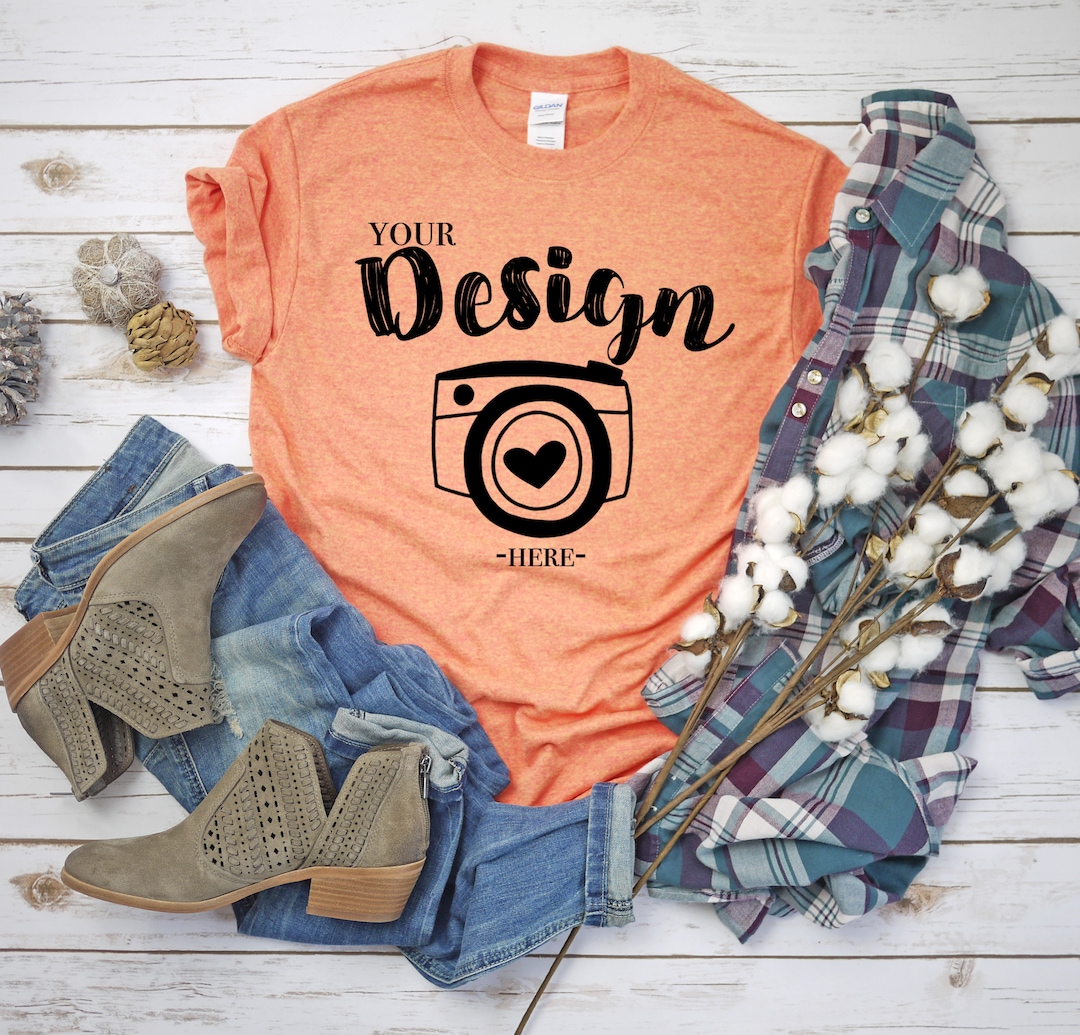 Gildan 5000 Sunset Unisex Tshirt Mockup,flat Lay Shirt Mock Up, T-shirt ...