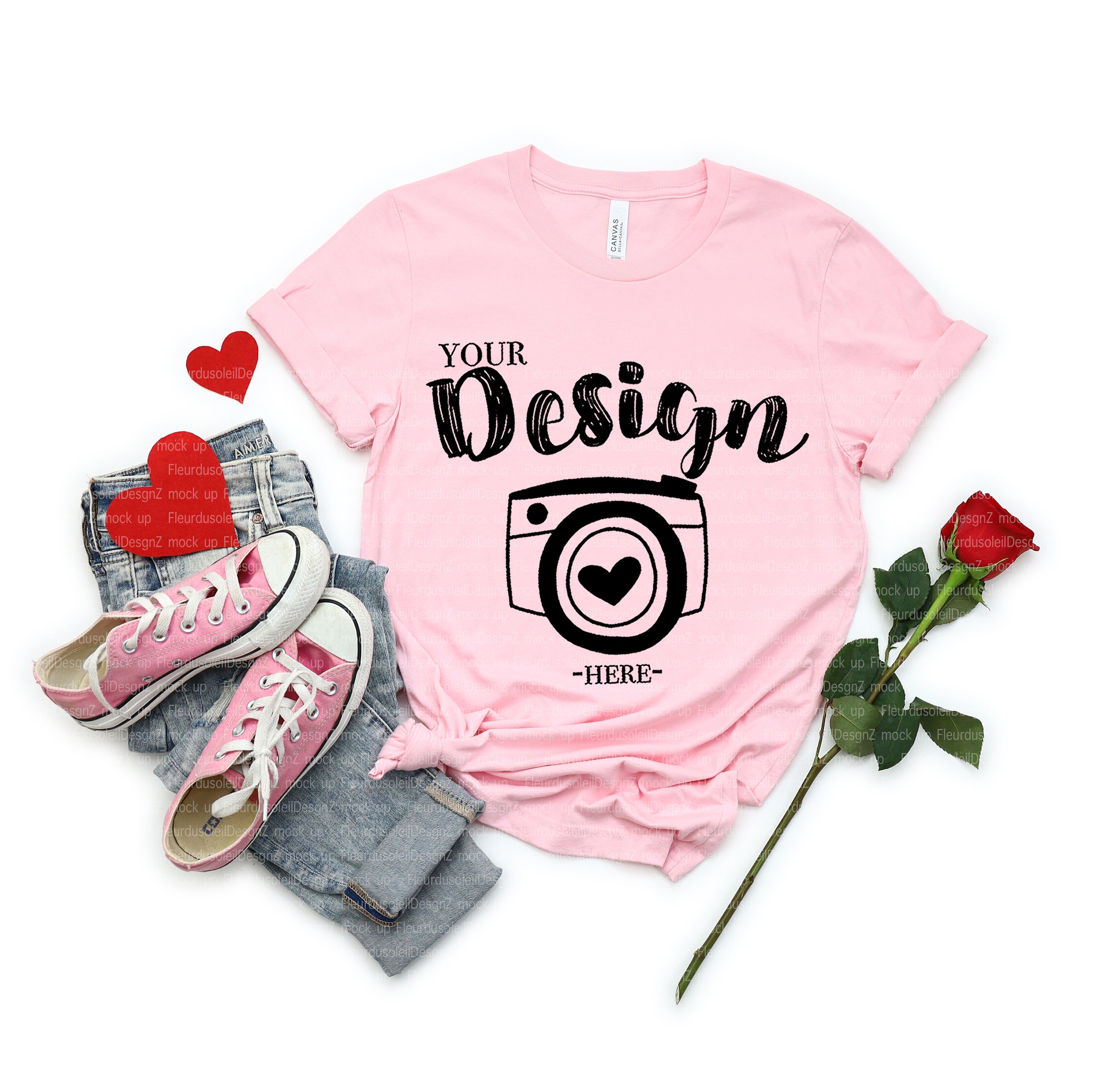 Bella Canvas 3001 Pink Unisex Summer Tee Mockup Bella Canvas - Etsy