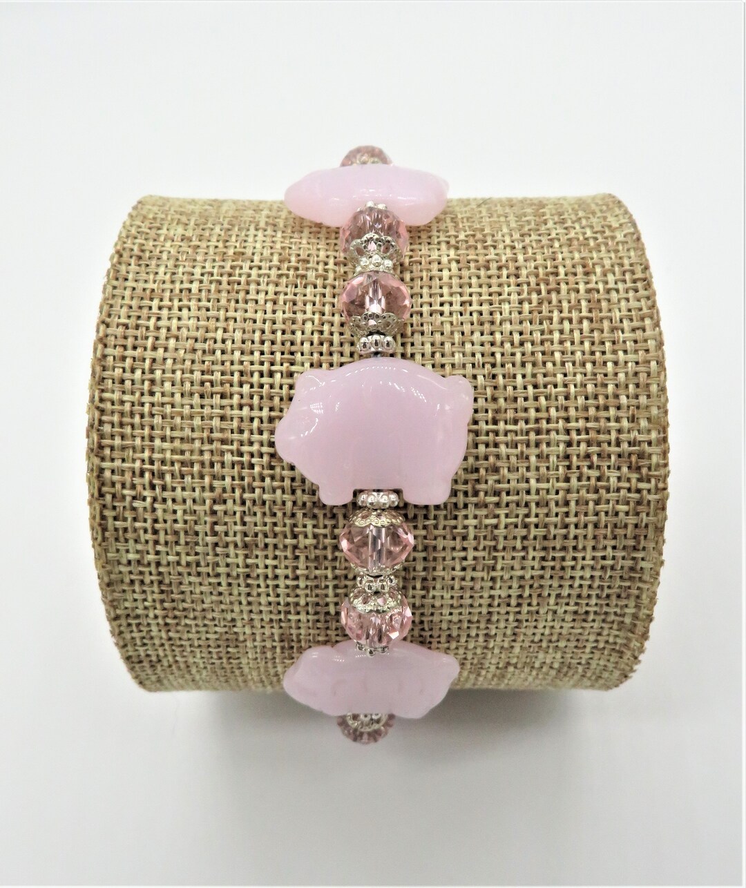 Rose Quartz Pig Adjustable Macrame Bracelet - Etsy