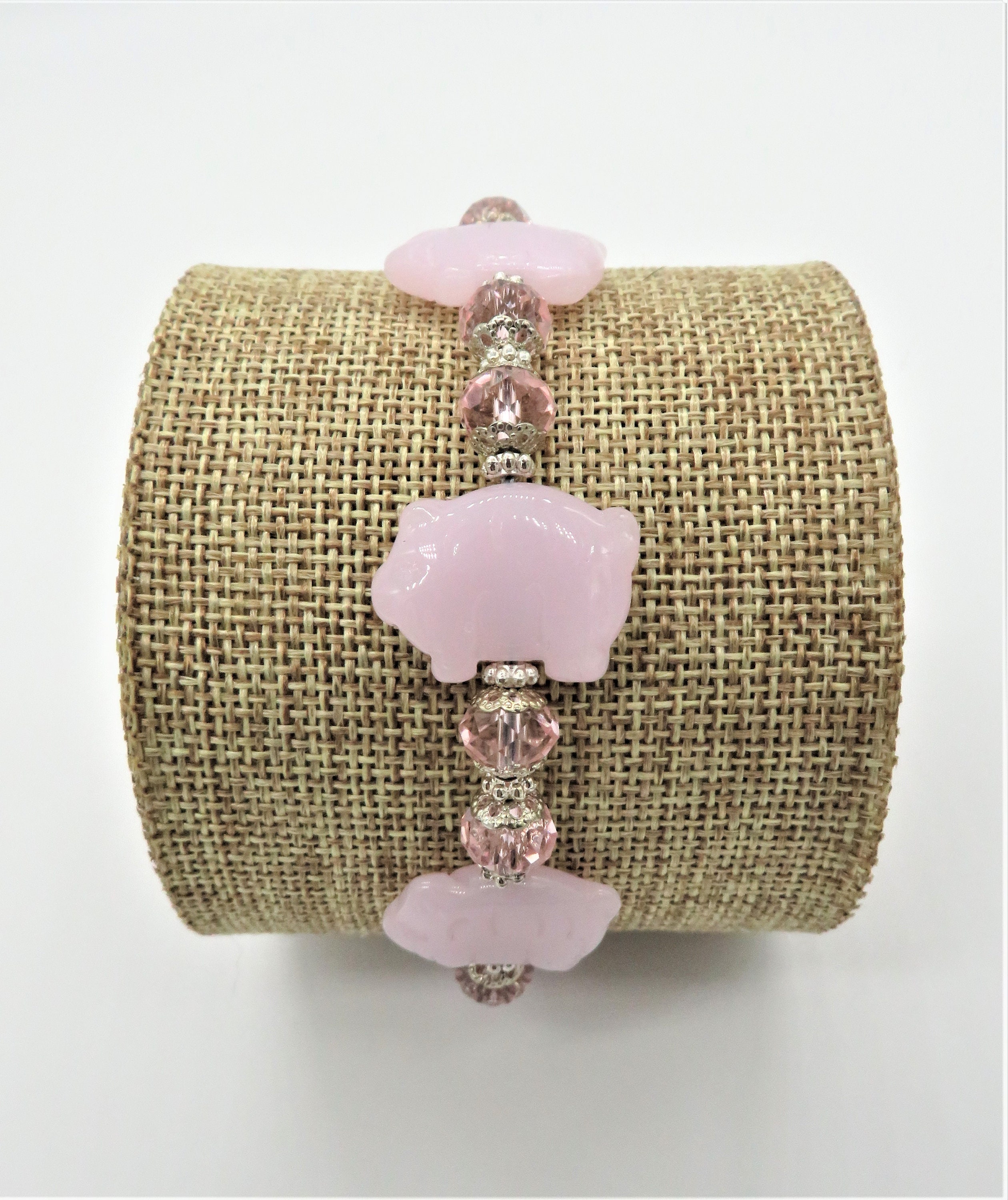 Rose Quartz Pig Adjustable Macrame Bracelet - Etsy