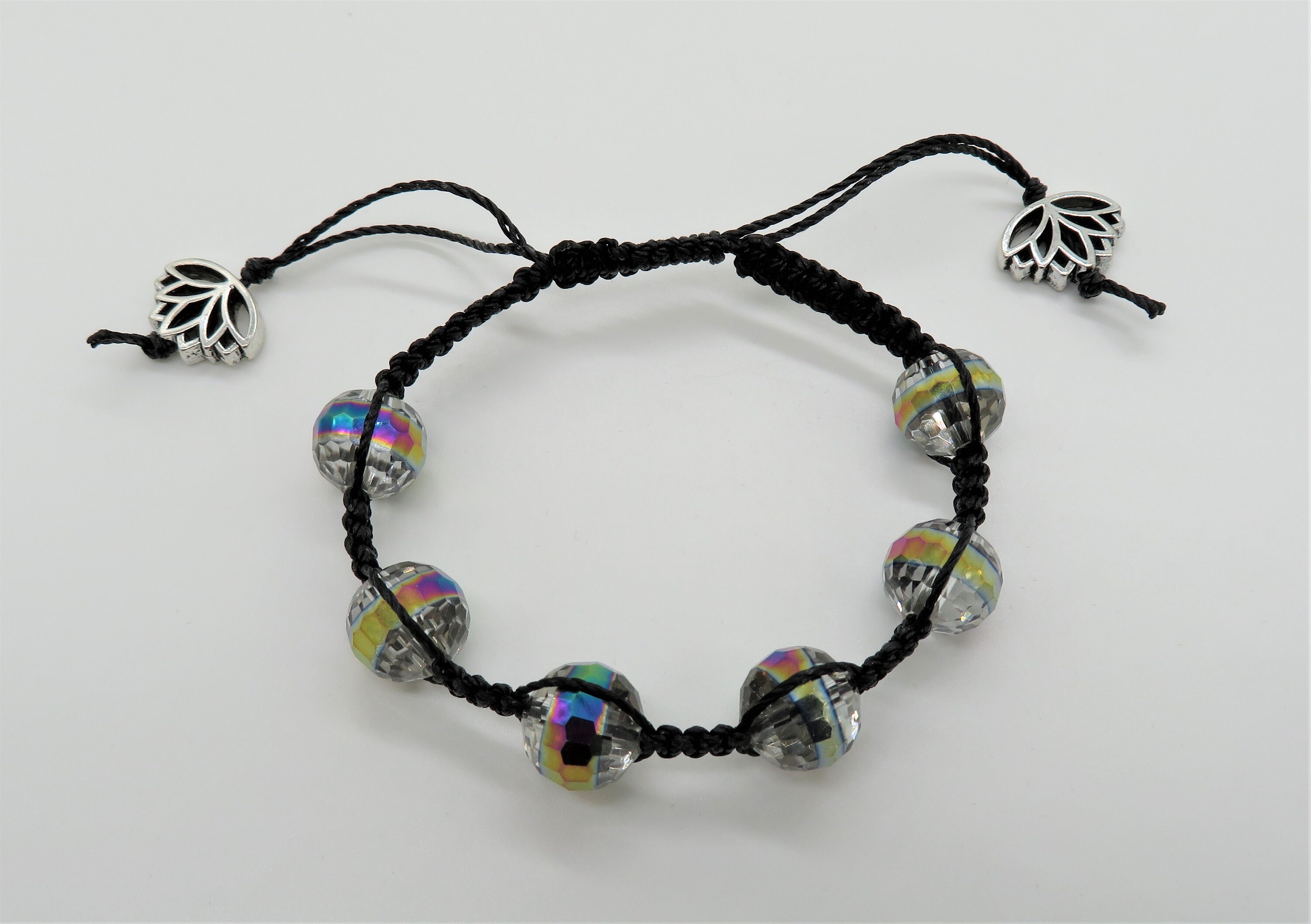 Faceted Clear Glass With Colorful Center Prisms Beaded Adjustable ...