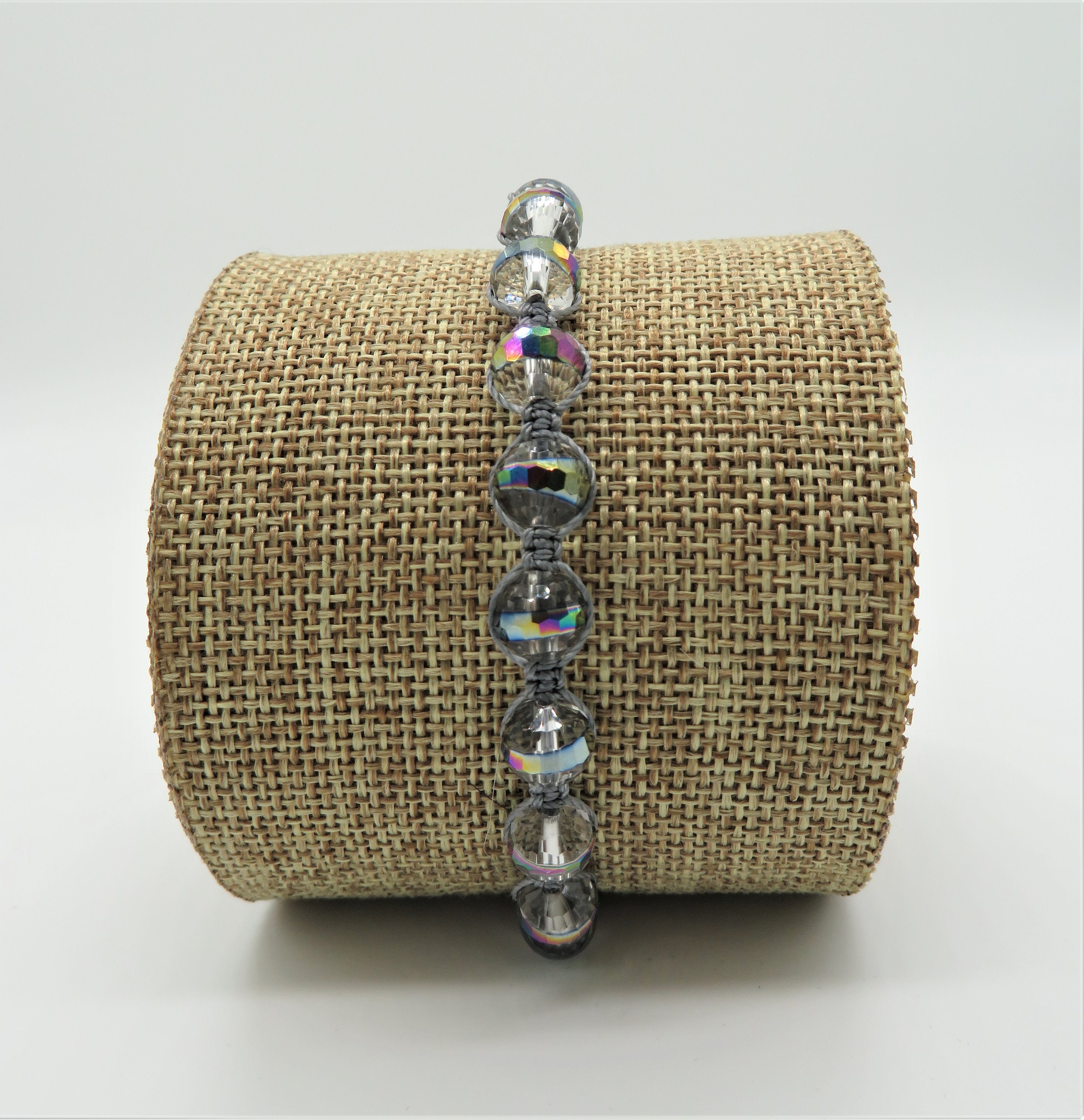 Faceted Clear Glass Prism Bead Adjustable Macrame Bracelet - Etsy