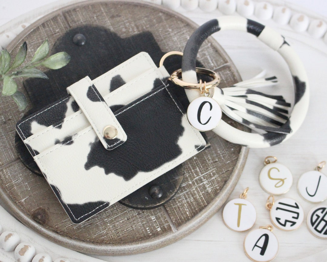Monogrammed Key Ring Cow Print Bangle Wallet Bangle - Etsy