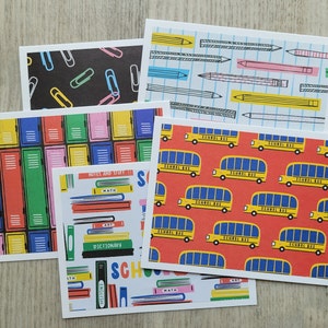 School Note Cards-set of 5 School Cards Blank Cards Teacher Gift Ideas ...