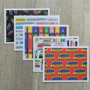 School Note Cards-set of 5 School Cards Blank Cards Teacher Gift Ideas ...