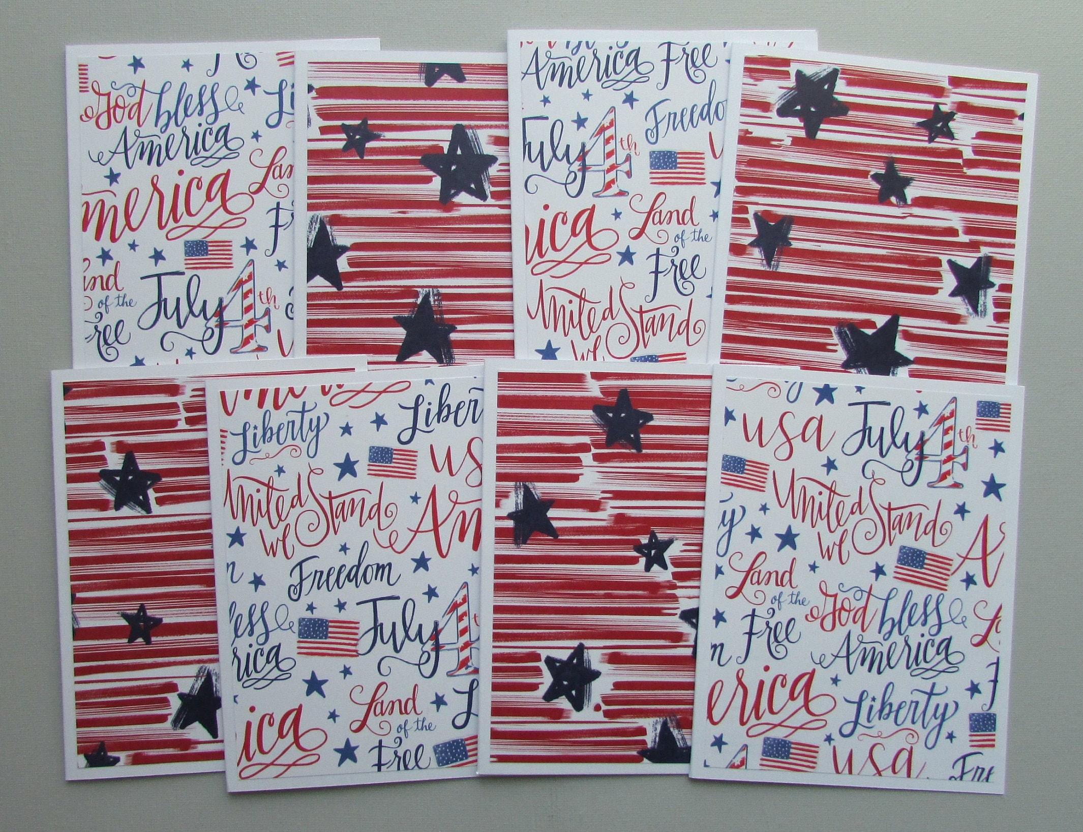 Patriotic Cards 8 Note Cards Card Sets Red White & Blue Cards - Etsy