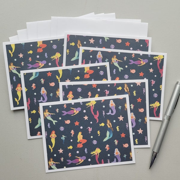 Mermaid Note Cards - Etsy